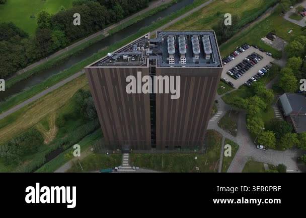 Impressive modern data center building with a sophisticated rooftop ...