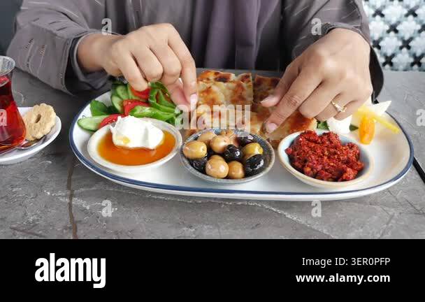 traditional Turkish breakfast spread, featuring diverse dishes like ...