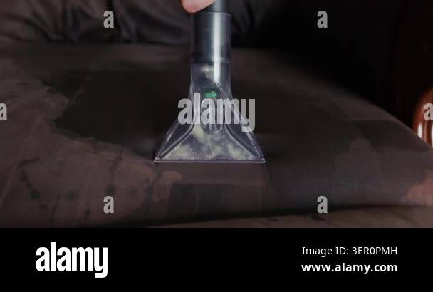 Professional chemical cleaning of upholstery couch with extractor ...
