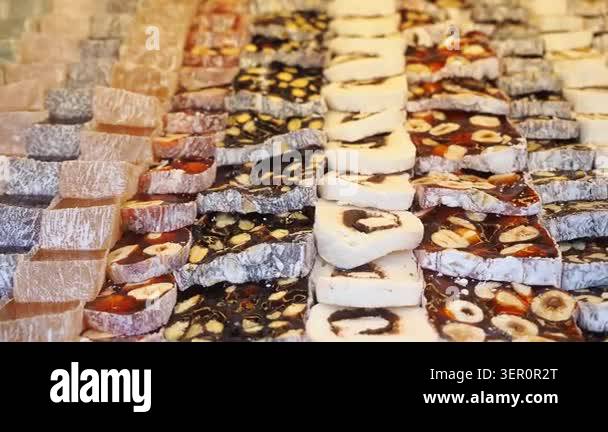 different types of turkish delight in a shop Stock Video Footage - Alamy