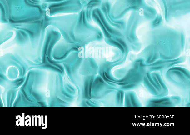 Abstract flowing liquid surface with bright turquoise and white colors ...