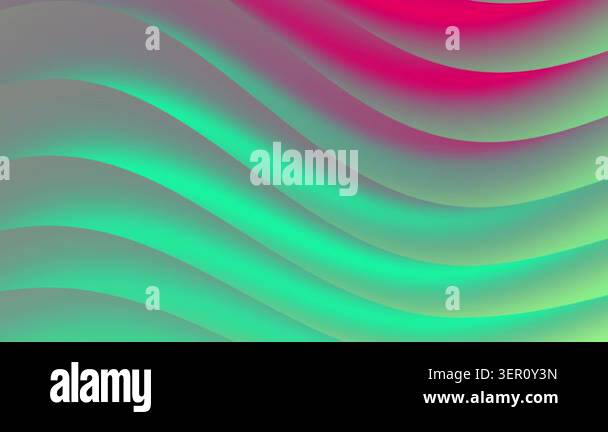 Abstract flowing waves of green and pink colors create a mesmerizing ...