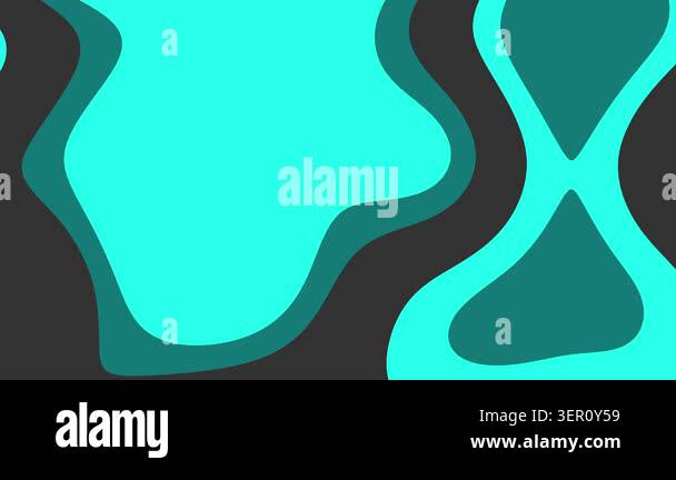 Abstract fluid shapes in teal and dark gray slowly morph and shift ...