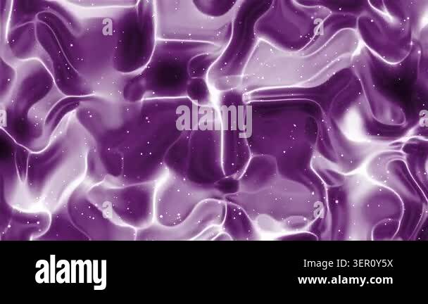 Abstract purple liquid with glowing white lines and small particles ...