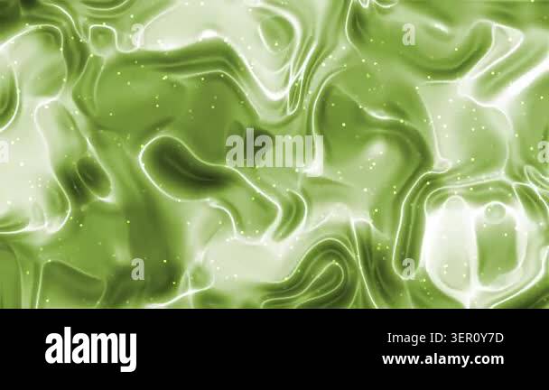 Abstract flowing liquid with glowing lines and small particles ...