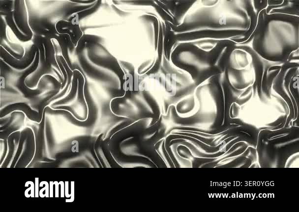 Abstract metallic liquid surface with flowing waves and highlights ...