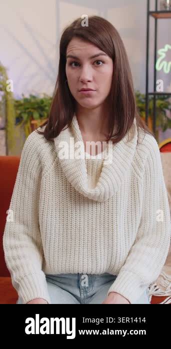 Portrait of displeased upset young woman reacting to unpleasant awful ...