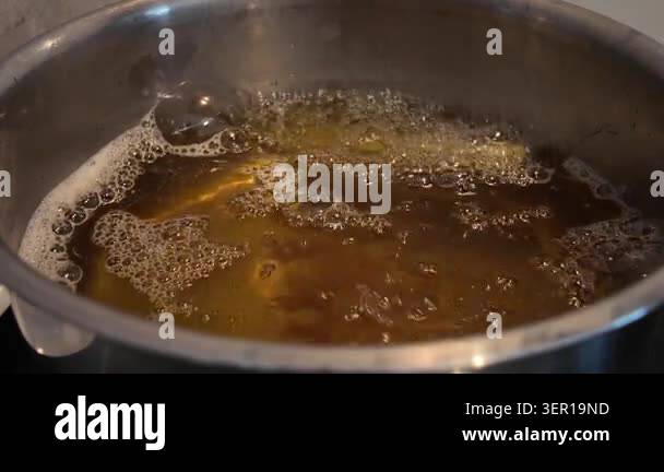 Cooking Crispy French Fries close-up cinematic view. Macro shot of ...