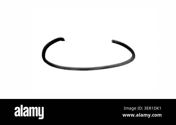 Hand drawn animated long elongated oval black marker on white ...