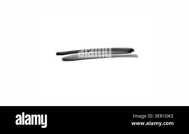 Hand drawn animated horizontal line scratch black marker on white ...