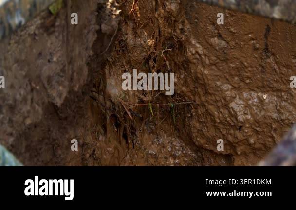 Workers are drilling into the ground to reach water in a well. The area ...