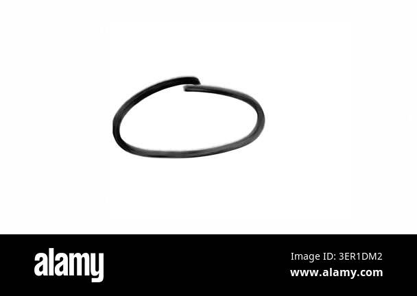Hand drawn animated circle oval shape black marker on white background ...