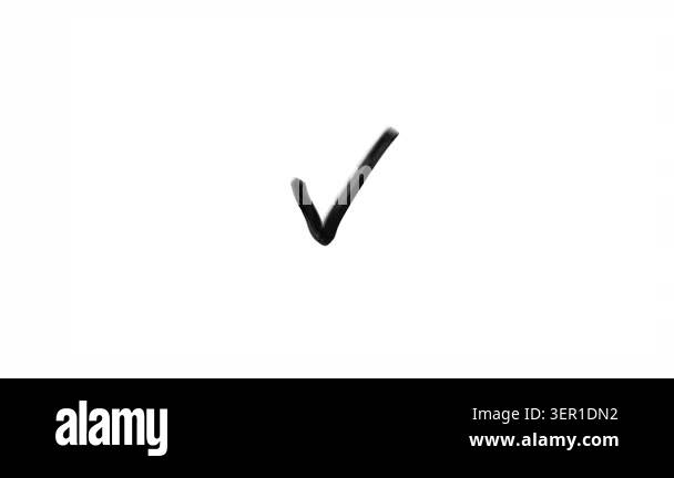 Hand drawn animated check mark icon tick black marker on white ...