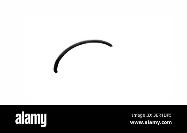 Hand drawn animated curved rounded arrow black marker on white ...