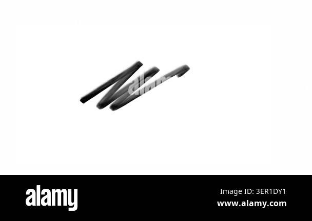 Hand drawn animated scratch cross out black marker on white background ...