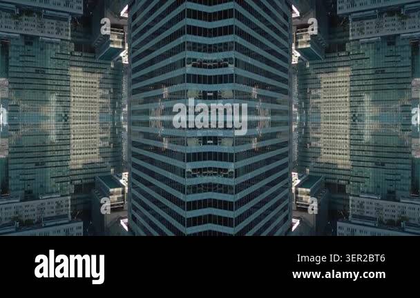 mirrored fractal cityscape skyline with symmetrical skyscraper geometry ...