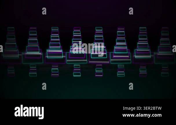 futuristic neon blocks pattern with glowing cyberpunk symmetry and ...
