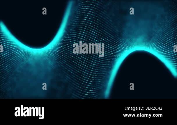 An animated, wavy surface of glowing dots and lines creates a dynamic ...