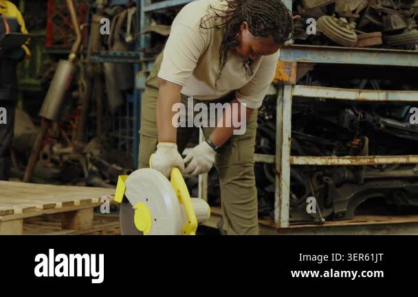 Industrial used car concept of 4k Resolution. Worker using steel ...