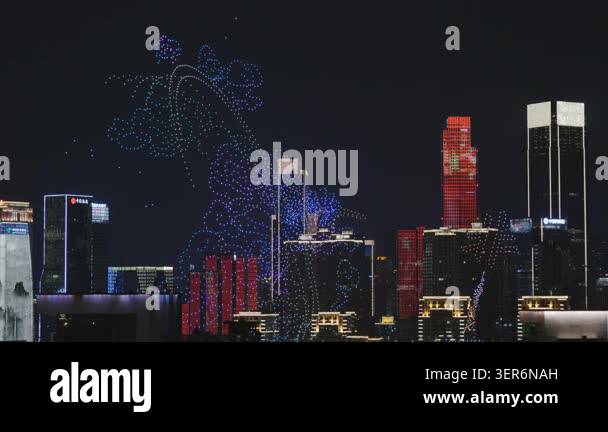 CHONGQING, CHINA - 28 MAY 2026: the amazing drone light show over the ...