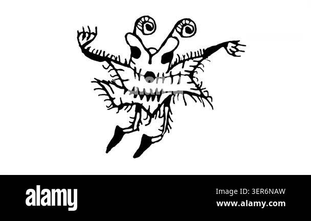 Front view full body looped animated video, of a black and white ...