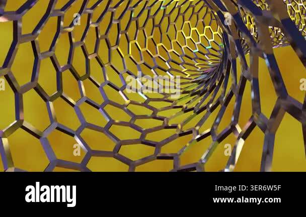A 3d animation of cylindrical single-walled carbon nanotube. The camera ...