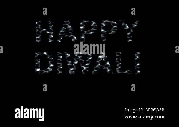 Happy Diwali text with caustic waves effect on plain black background ...