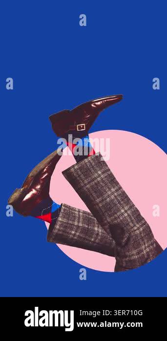 Stop motion stylish legs with bright socks and polished shoes. Concept ...
