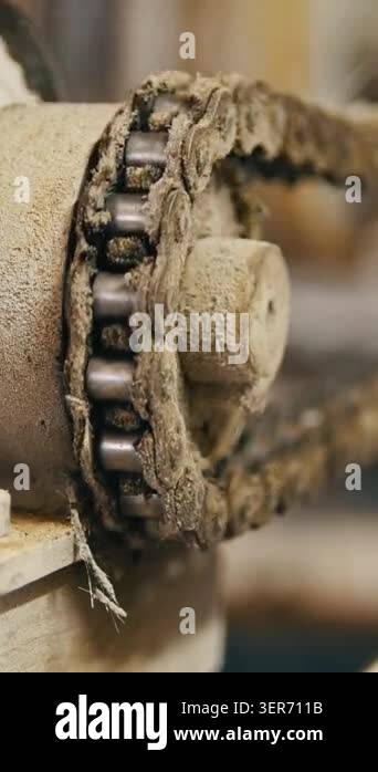 Rotated chain gear - part of industrial machinery - manufacturing ...