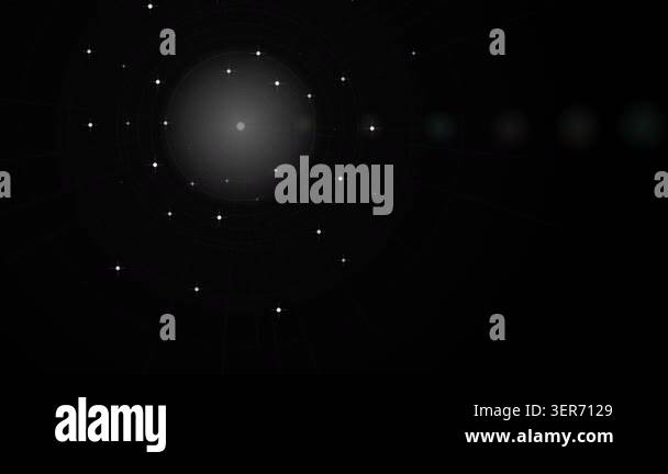 abstract technology circle with dots, stars and circles on dark ...