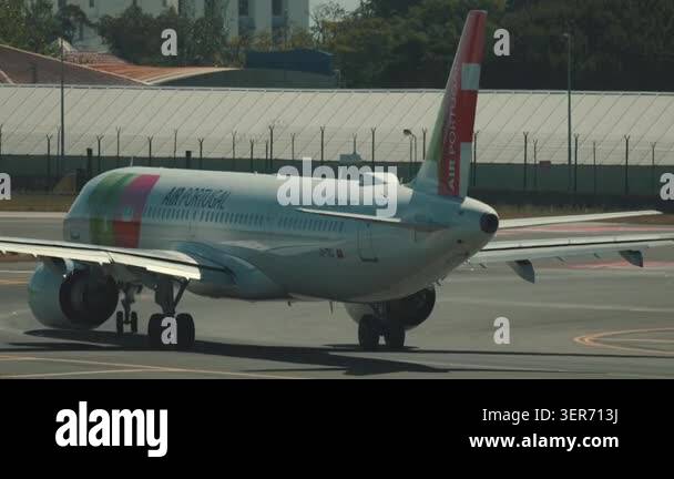 25 may 2026, Lisbon, Portugal - An Air Portugal plane is seen taxiing ...