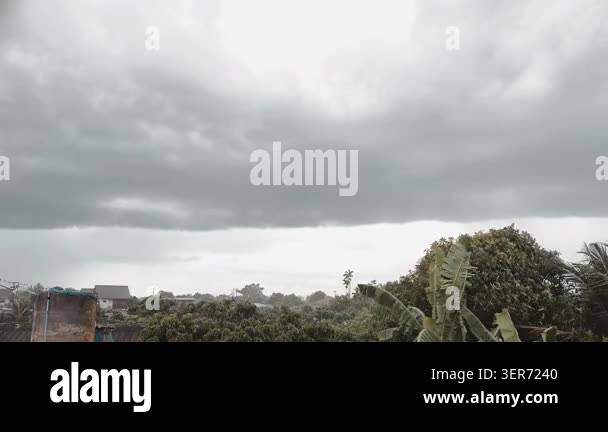 Rain is falling in rural with clouds background, Chiangmai Thailand ...