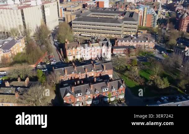 Aerial view of Leeds city centre featuring Leeds Town Hall Civic Hall ...