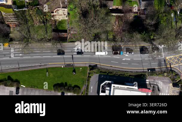 Top down aerial view of a road junction in Baildon Bradford West ...