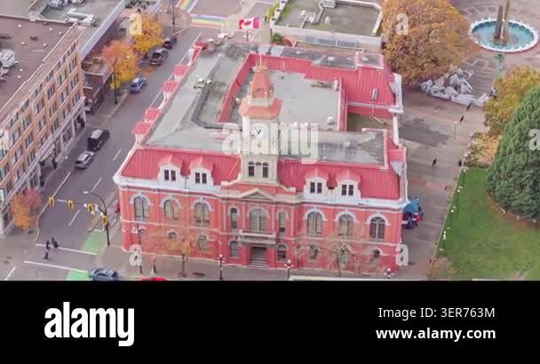 Victoria City Hall, Aerial drone footage of a historic red brick ...