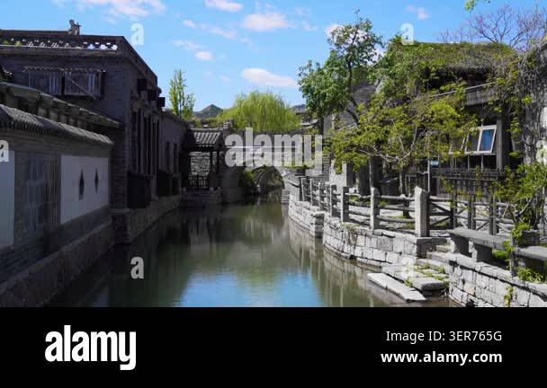 Chinese Jiangnan ancient town narrow stone alley view Stock Video ...