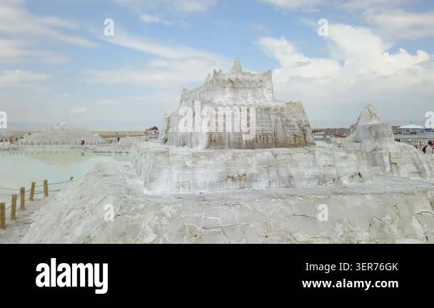 China Qinghai Chaka Salt Lake Scenic Area Salt Sculpture Aerial ...