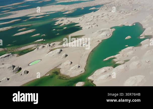 Aerial Water Yardang Continuous Salt Lake Qinghai China Stock Video ...