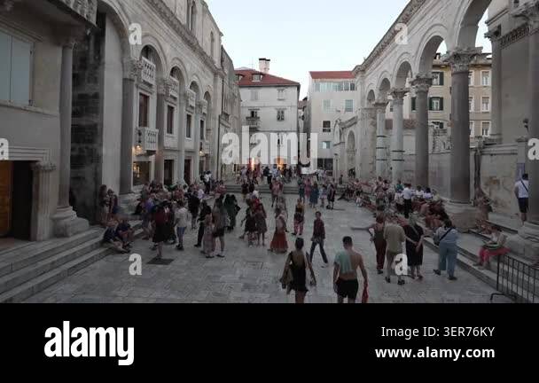 2025.09.12. - Split, Croatia: Tourists at the historic Peristyle square ...