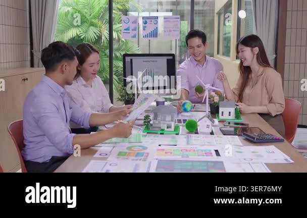 The business team is presenting eco-friendly design, ESG (Environment ...