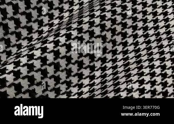 Black and White Houndstooth Tweed Fabric shifting in elegant retro ...