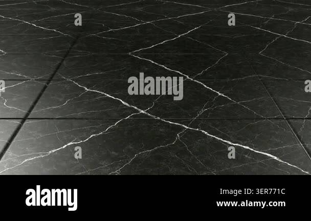 Smooth camera movement over luxury Nero Marquina black marble tiles ...