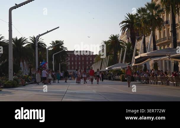2025.09.12. - Split, Croatia: Tourists and locals enjoying the Riva ...