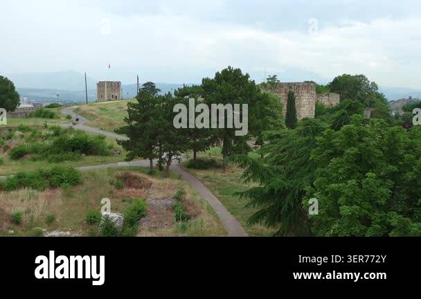 Skopje, North Macedonia, June 3, 2026. panorama of the old walls of the ...