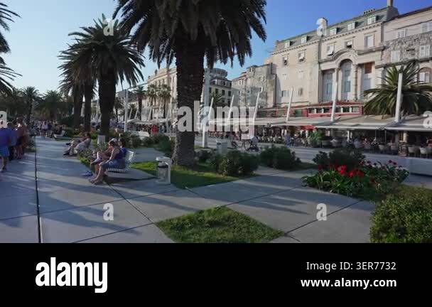 2025.09.12. - Split, Croatia: Tourists and locals enjoying the Riva ...