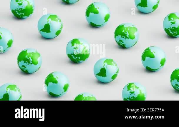 Seamless 3D Animation of Earth Planets Rolling on Gray Background ...