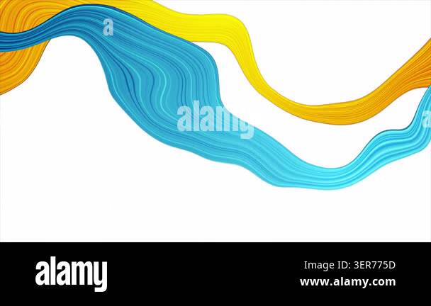 Bright blue and orange smooth liquid waves abstract background ...
