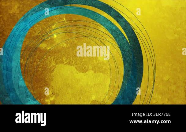 Blue circles and lines on orange golden grunge background. Seamless ...