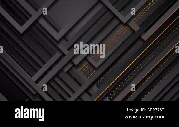 Black stripes and golden lines abstract tech background. Seamless ...