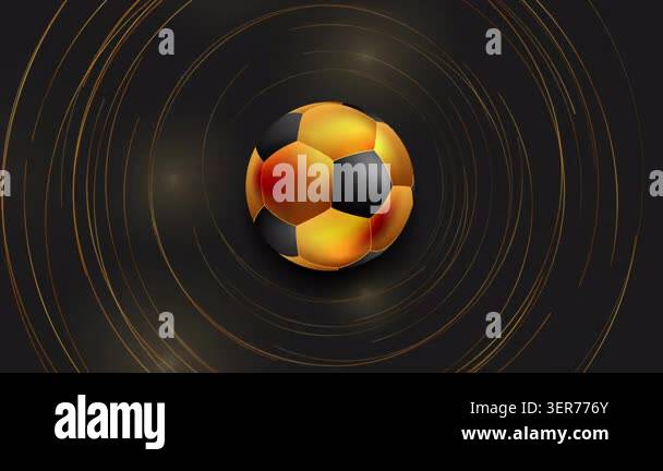 Luxury sport background with golden linear circles and soccer ball ...